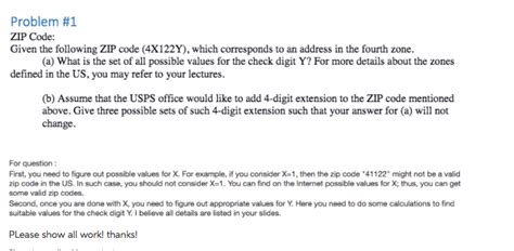 Problem 1 Zip Code Given The Following Zip Code