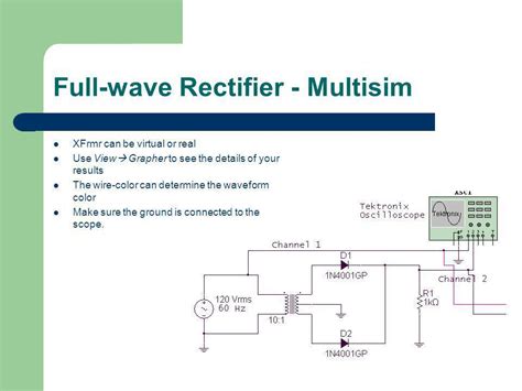 full wave rectifier circuit diagram multisim