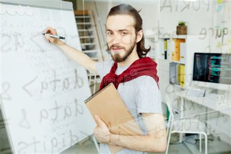 Coding Specialist Examining Code Stock Image Image Of Young Hipster