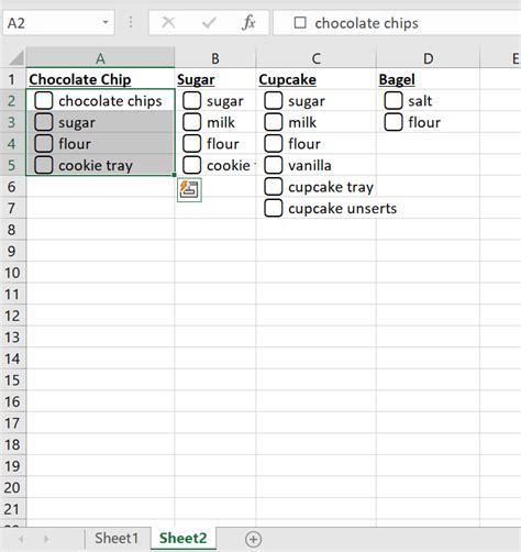 Checklists In Excel