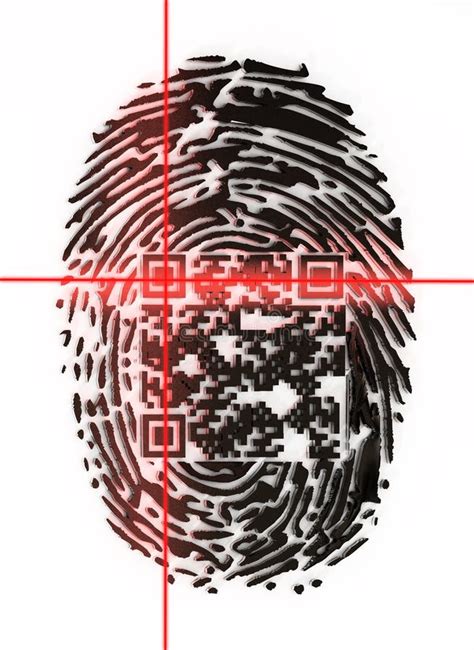 Generic Qr Code Inside Fingerprint Being Scanned 3d Illustration Stock Illustration