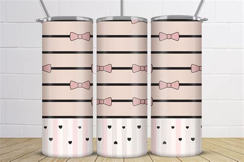 Cute Pink Bow Pattern Tumbler Wrap Graphic By Jafor Art · Creative Fabrica
