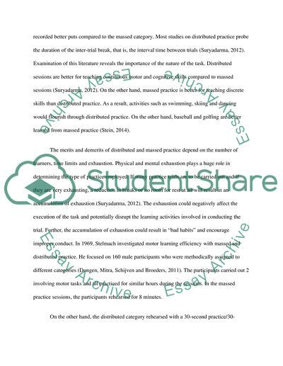 Distributed Vs Massed Practice Term Paper Example Topics And Well Written Essays 1000 Words