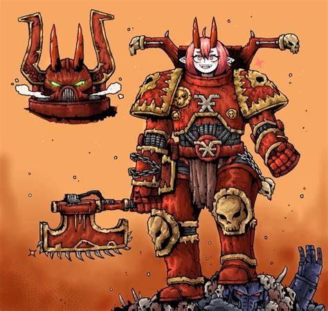 Adeptus Astartes And Chaos Space Marine Warhammer 40k Drawn By