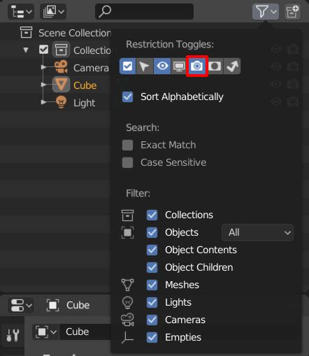 rendering how to disable in render just one object and not the entire