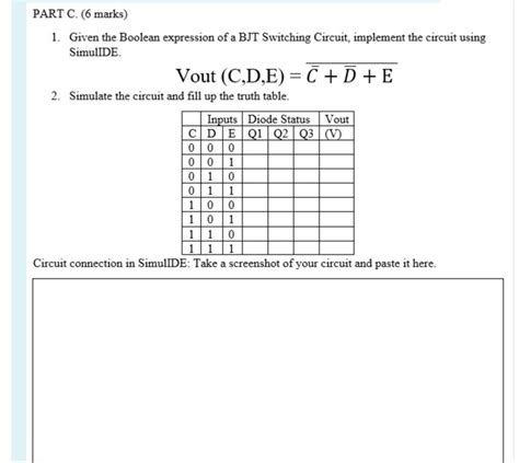 Solved Part C 6 Marks 1 Given The Boolean Expression Of