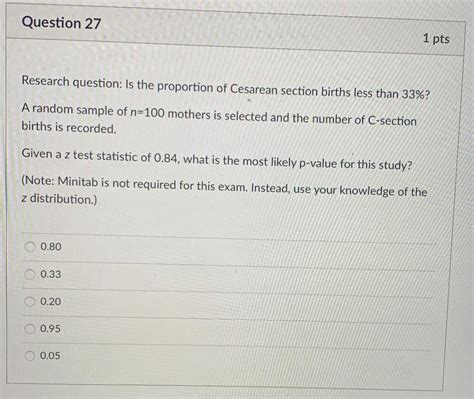 Solved Question 27 1 Pts Research Question Is The Chegg Com