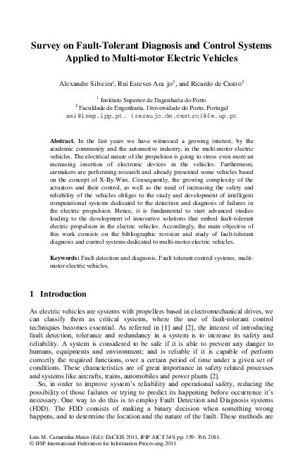 Pdf Survey On Fault Tolerant Diagnosis And Control Systems Applied To Multi Motor Electric