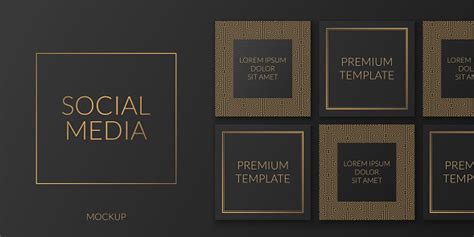 게시물의 그리드 피드를 특징으로 하는 3d 콜라주 벡터 이미지입니다 광고 브랜딩 및 소셜 미디어 테마에 적합한 모형 템플릿입니다 블랙과 골드 액센트가 고급스럽고 모던한 룩을