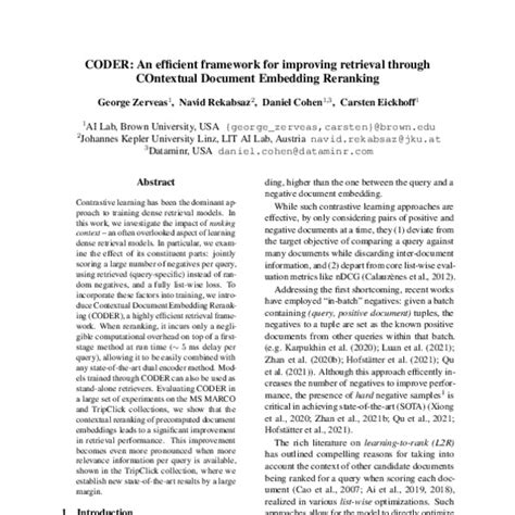 Coder An Efficient Framework For Improving Retrieval Through