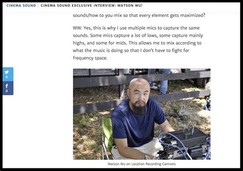 Cinemasound Interviewed Me — Watson Wu Dot Com