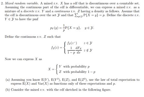 solved 2 mixed random variable a mixed r v x has a cdf