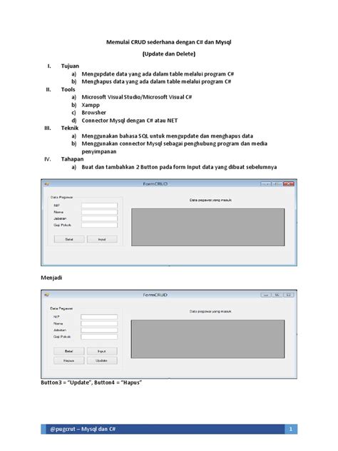 Pdf Memulai Crud Sederhana Dengan C Dan Mysql Update Dan Delete