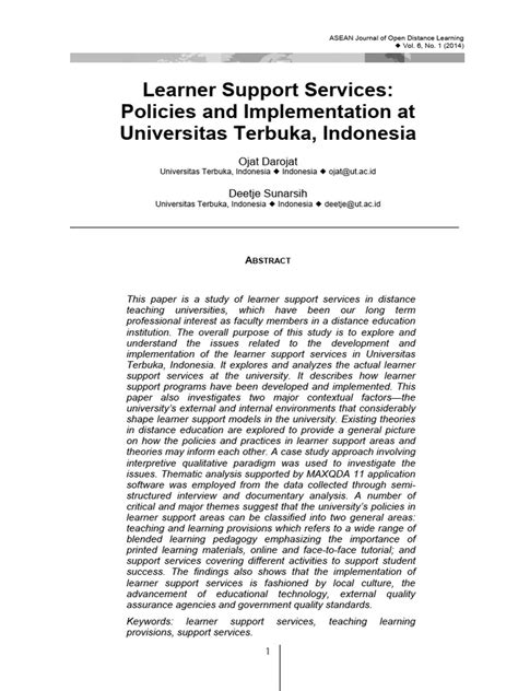 Vol 6 No 1 2014 Learner Support Services Download Free Pdf