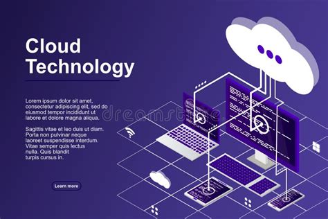 Cloud Computing Concept Isometric Vector Illustration Modern Cloud Technology Stock Vector