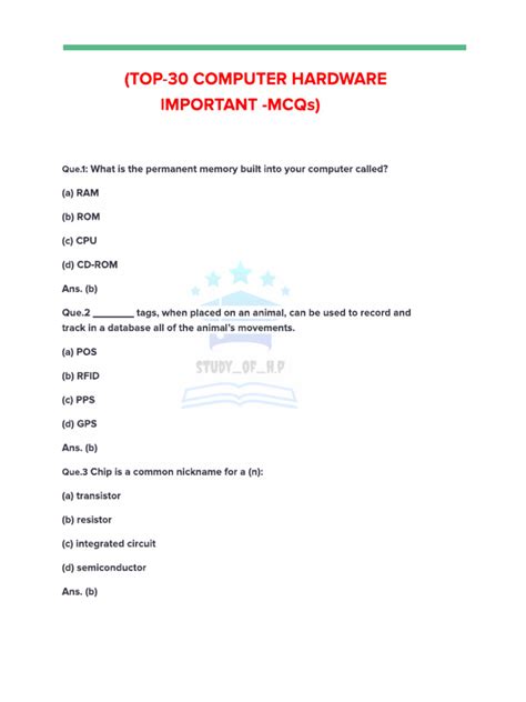 computer hardware mcqs pdf