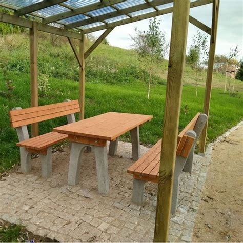 Stół Betonowy Z ławkami Piknikowy Basia Zo Artbud
