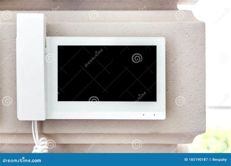 Internal Intercom With A Handset For Conversation And A Video Surveillance Screen Stock Image