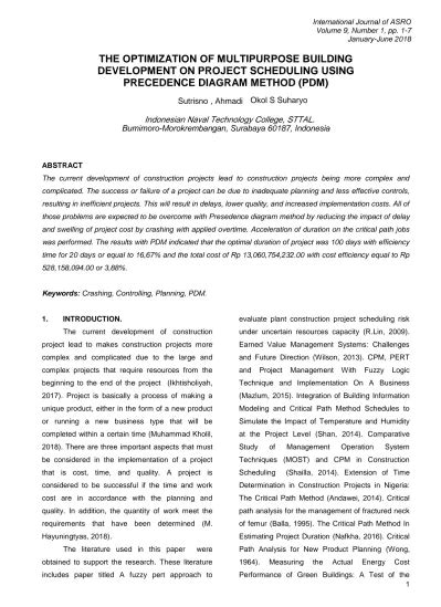 THE OPTIMIZATION OF MULTIPURPOSE BUILDING DEVELOPMENT ON PROJECT