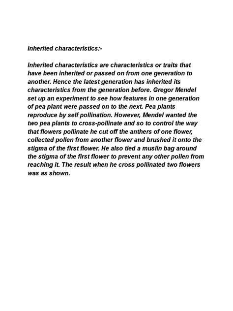 Inherited Characteristics Dna Chromosomes Genes Selective Breeding