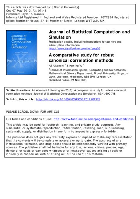 Pdf A Comparative Study For Robust Canonical Correlation Methods
