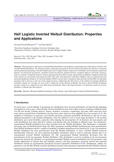Pdf Half Logistic Inverted Weibull Distribution Properties And Applications