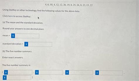 solved 4 6 10 4 12 12 26 19 8 25 26 8 23 15 22 using statkey