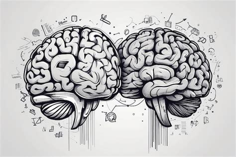Left Right Human Brain Concept Creative Part And Logic Part With Social And Business Doodle