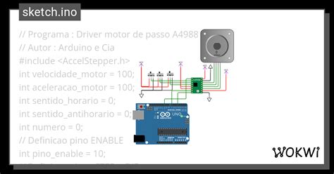Motor De Passo Com A4988 V2 Wokwi Esp32 Stm32 Arduino Simulator