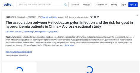The Association Between Helicobacter Pylori Infection And The Risk For Gout In Hyperuricemia