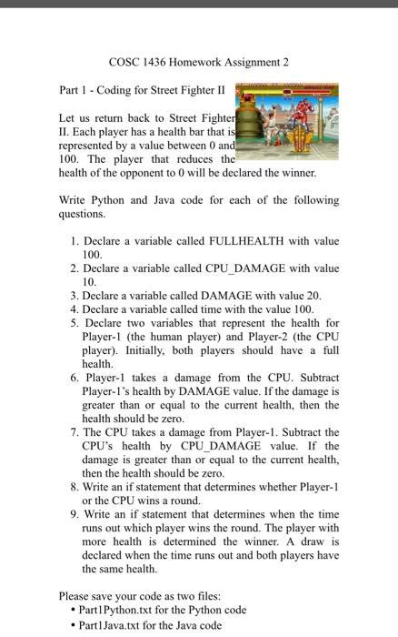 Solved Cosc 1436 Homework Assignment 2 Part 1 Coding For