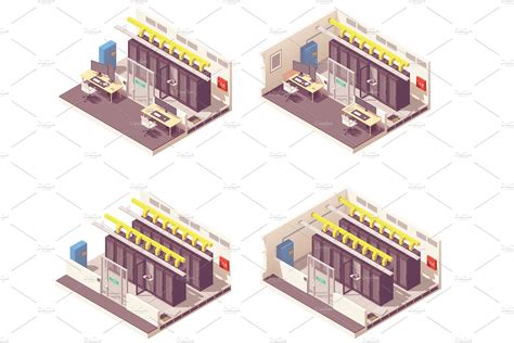 Isometric Data Center Interior Technology Illustrations ~ Creative Market