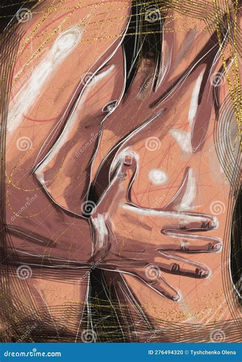 Woman Pressed Up Against Man With Tattoos Erotic Couple Stock Illustration Illustration Of