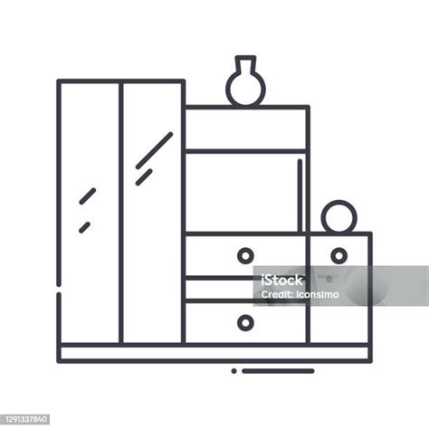 내부 옷장 아이콘 선형 절연 일러스트레이션 얇은 선 벡터 웹 디자인 사인 흰색 배경에 편집 가능한 스트로크가 있는 개요 개념