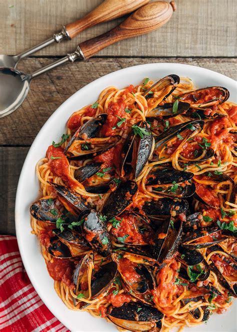 Pasta With Mussels In San Marzano Tomato Sauce Striped Spatula