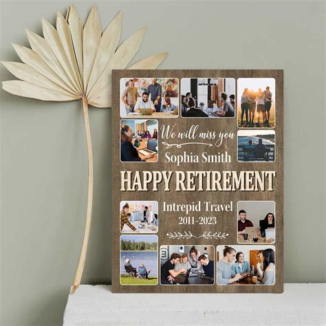 Happy Retirement Photo Collage Canvas Personalized Retirement T