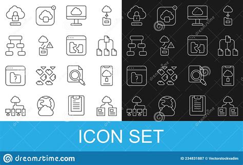 Set Line Cloud Technology Data Transfer, Folder Tree, Hierarchy ...