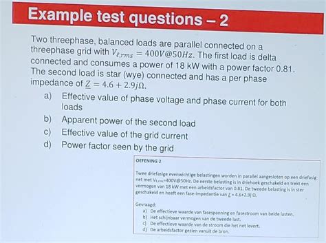 Solved Two Threephase Balanced Loads Are Parallel Connected Chegg
