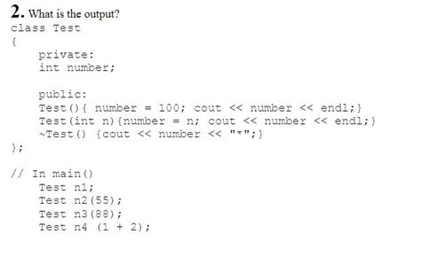 Solved 2 What Is The Output Class Test فه Private Int