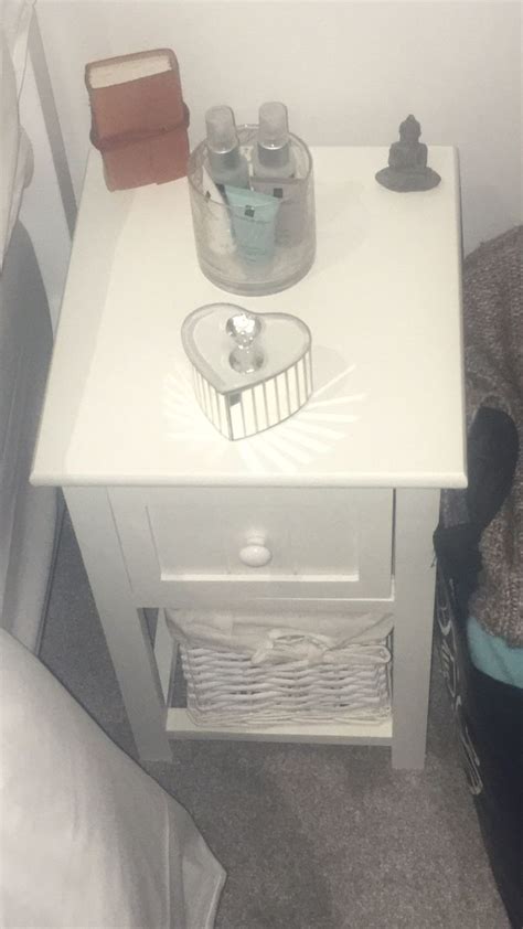 White Wooden Bedside Tables With Wicker Baskets Wooden Bedside Table