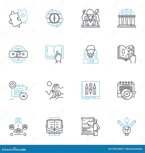 Internet Education Linear Icons Set E Learning Online Digital Web Based Distance Virtual