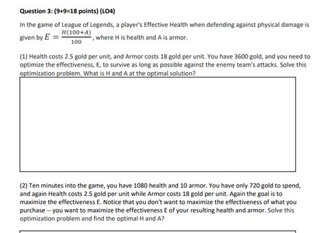 Solved Question 3 9 9 18 Points Lo4 In The Game Of