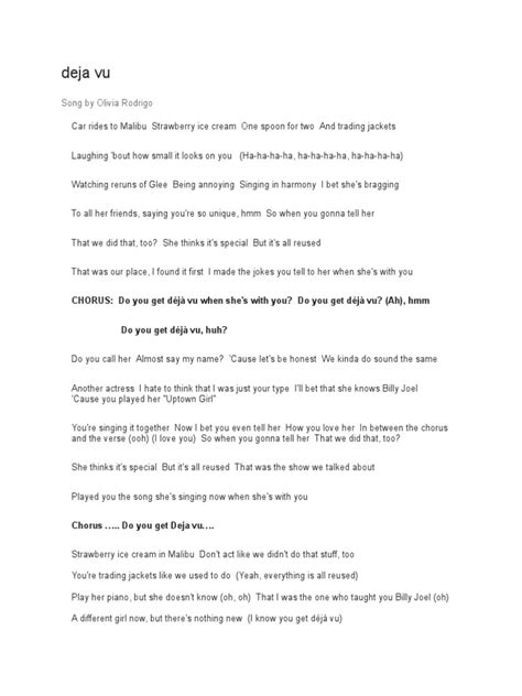 Deja Vu Lyrics Pdf