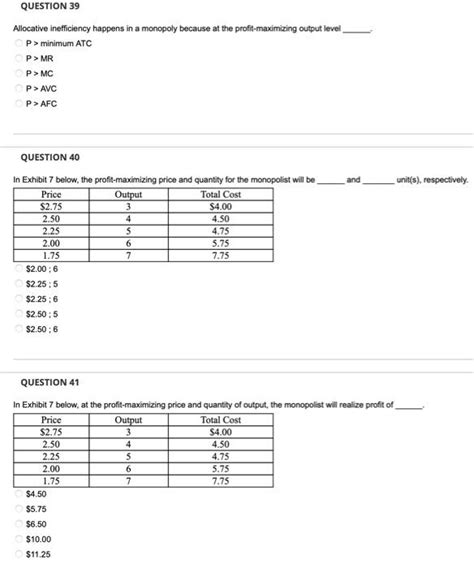Solved Allocative Inefficiency Happens In A Monopoly Because