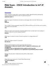 Final Exam CISCO Introduction To IoT Answers Pdf Final Exam CISCO