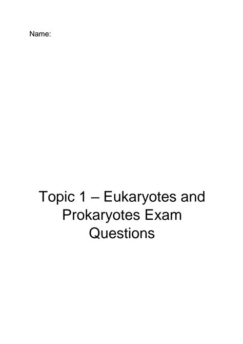 SOLUTION Eukaryotes And Prokaryote Cells Foundation Questions Only Studypool