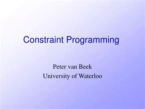PPT Constraint Programming PowerPoint Presentation Free Download ID