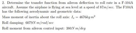 solved 2 determine the transfer function from aileron