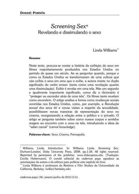 Pdf Screening Sex Revelando E Dissimulando O Sexo
