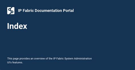 Index Ip Fabric Documentation Portal